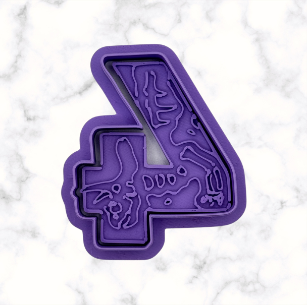 Dinosaur Number 4 Cookie Cutter and Stamp – Baking Treasures Bake Shop